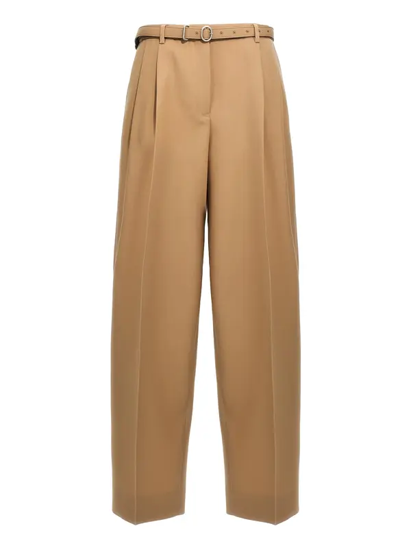JIL SANDER Gabardine Belted Pants - Beige