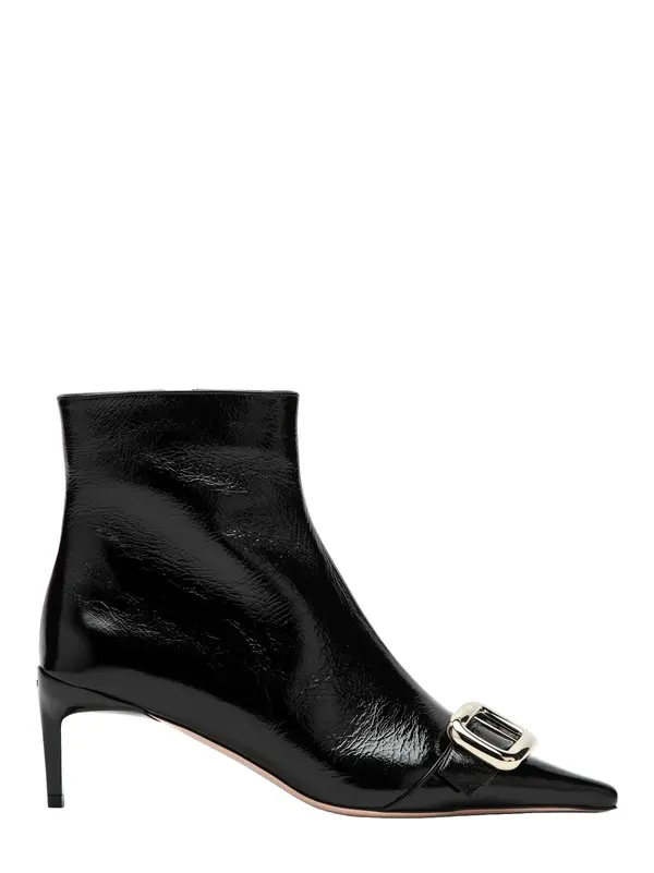 ROGER VIVIER Viv Canard Leather Ankle Boots - Black