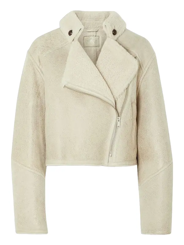 MARANT ETOILE Apstya Cropped Shearling Jacket - Ecru