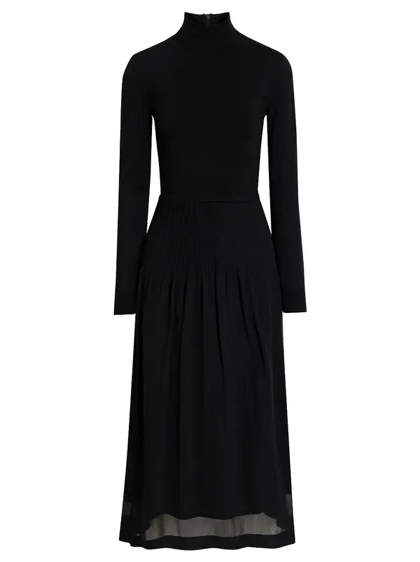 Max Mara Gilles Pleated Midi Dress - Black