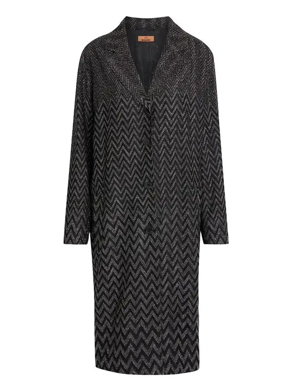 Missoni Metallic Crochet-knit Coat - Black