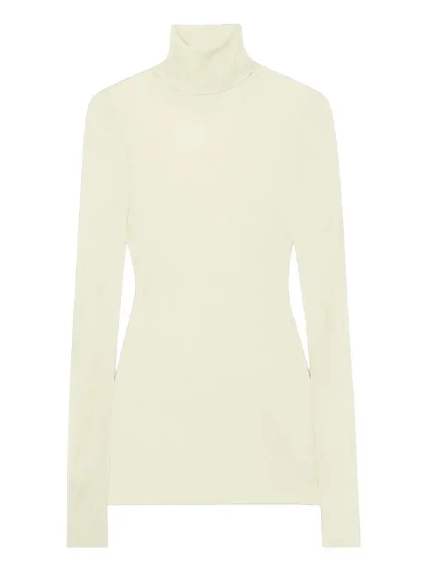 Ami Ribbed Jersey Turtleneck Top - Ivory