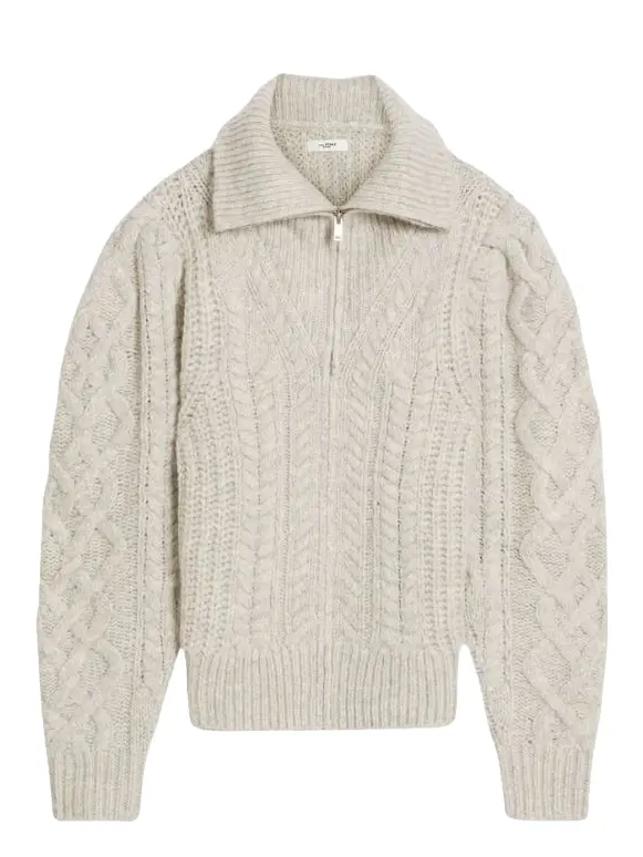 MARANT ETOILE Rebeca Cable-knit Half-zip Sweater - Ecru