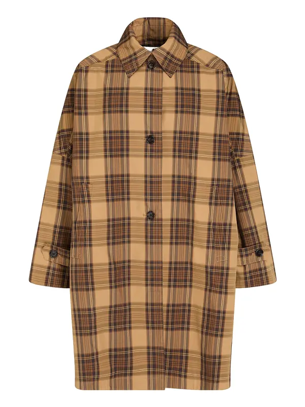 TOTÊME Oversized Checked Raincoat - Camel
