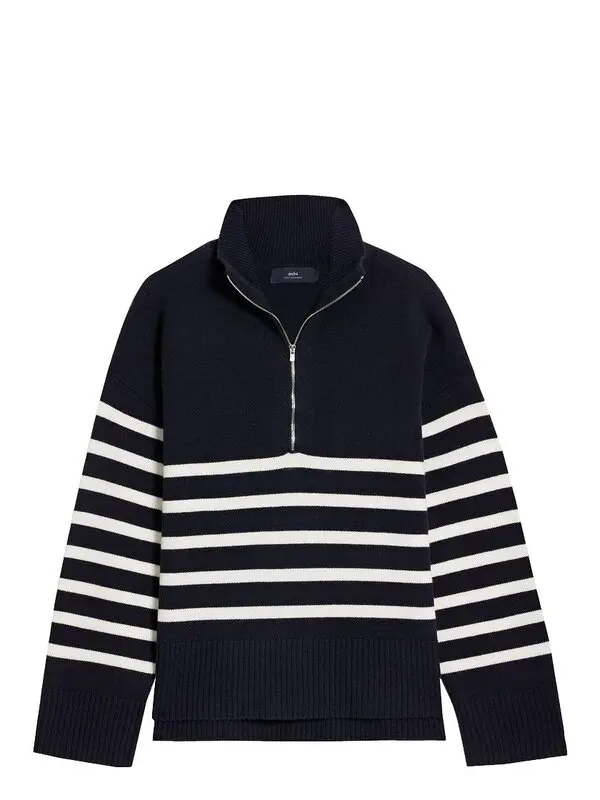 Arch4 Wandsworth Striped Cashmere Half-zip Sweater - Navy