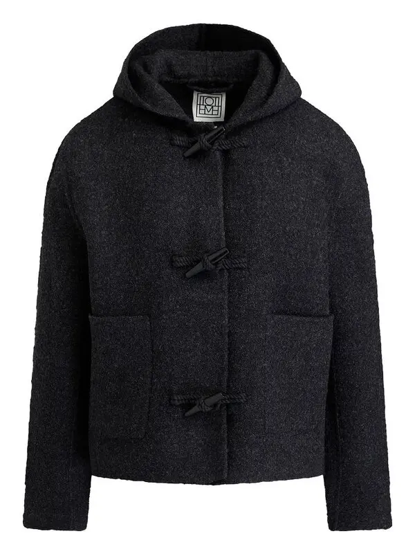 TOTEME Wool-blend Felt Hooded Jacket - Charcoal