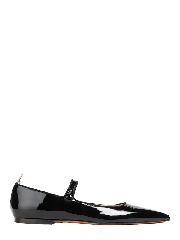 Thom Browne Patent-leather Point-toe Flats - Black