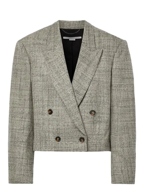 Stella McCartney Cropped Double-breasted Wool-tweed Blazer - Stone