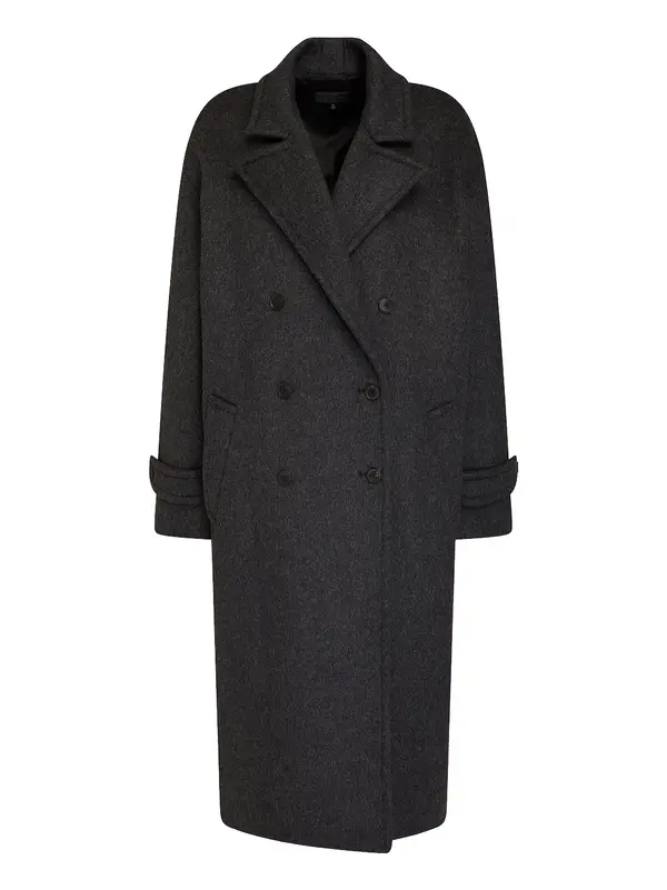NILI LOTAN Georgio Double-breasted Brushed Wool-felt Coat - Dark Gray