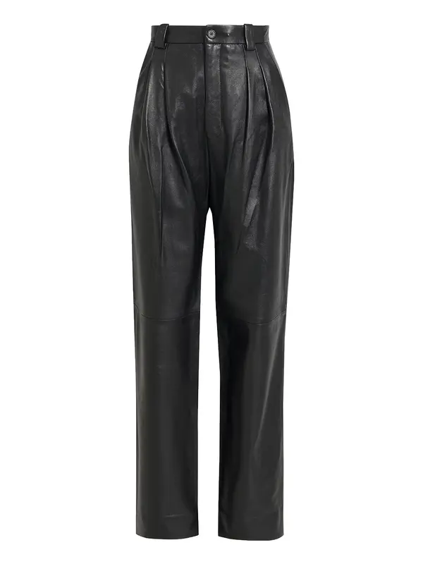 NILI LOTAN Etienne Leather Straight-leg Pants - Black