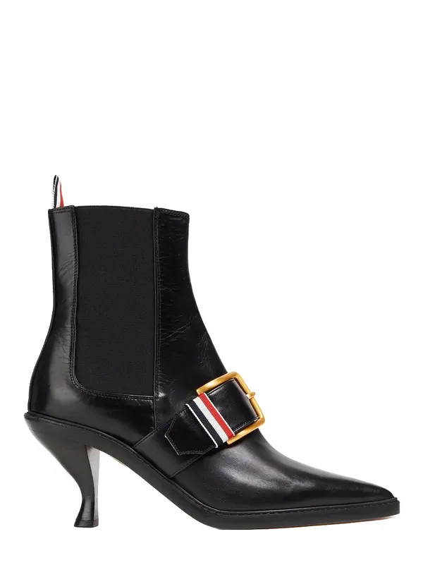 Thom Browne Buckle-detailed Leather Ankle Boots - Black