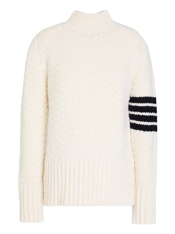 Thom Browne Striped Wool-blend Turtleneck Sweater - Ivory
