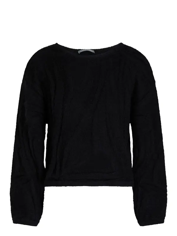 Alberta Ferretti Textured-knit Wool Sweater - Black