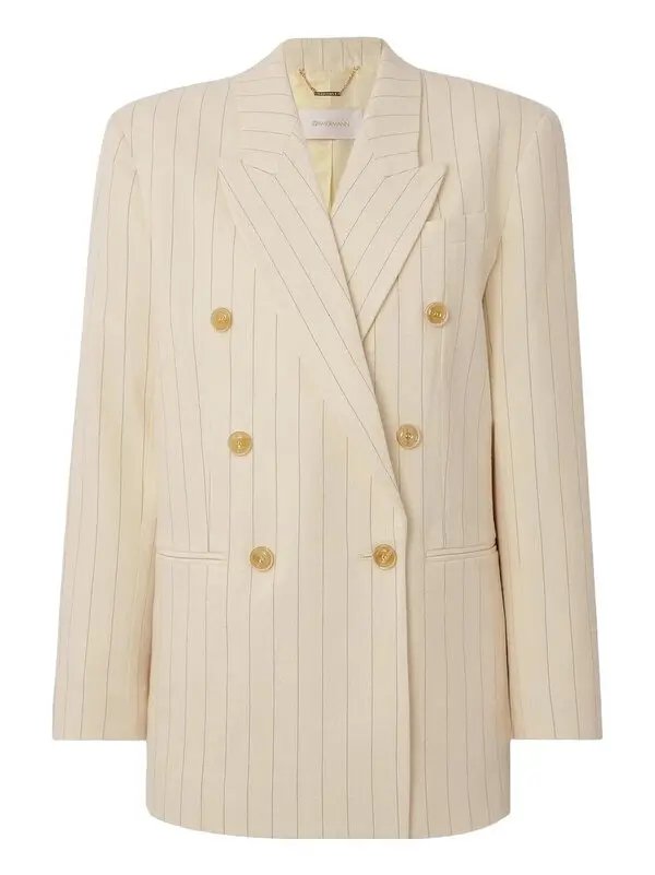 Zimmermann Luminosity Oversized Double-breasted Pinstriped Blazer - Cream