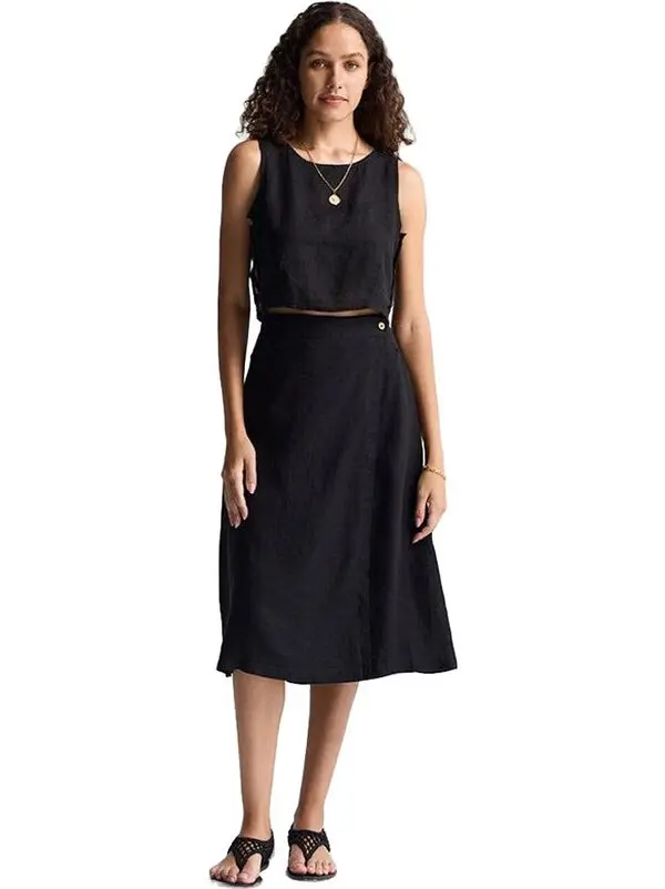 REISTOR Overlap Midi Skirt With Button Detailing - Solid