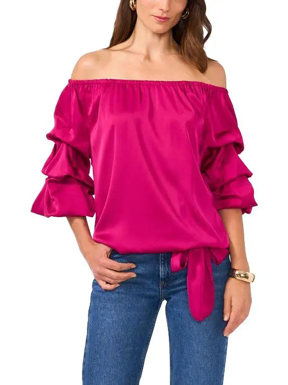 Vince Camuto Off-the-shoulder Bubble Sleeve Top - Wild Petunia