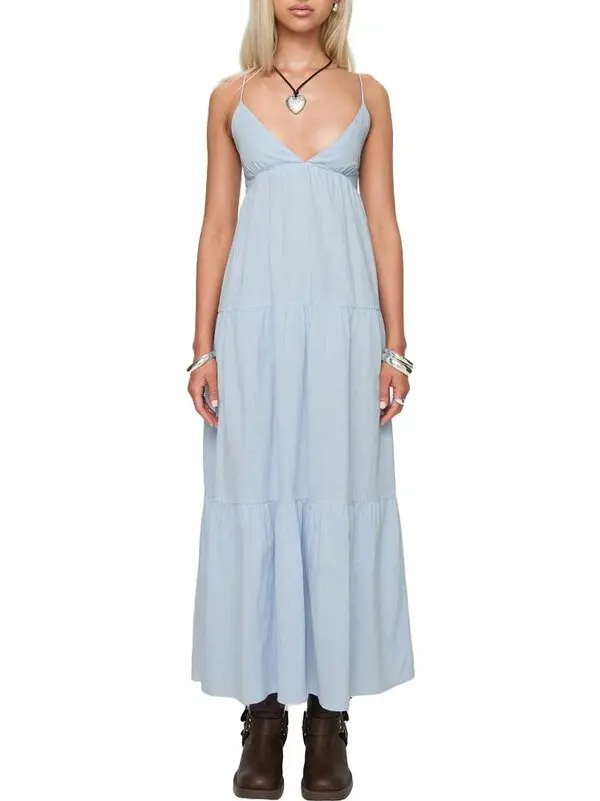 Princess Polly Chelsea Tiered Maxi Dress - Blue