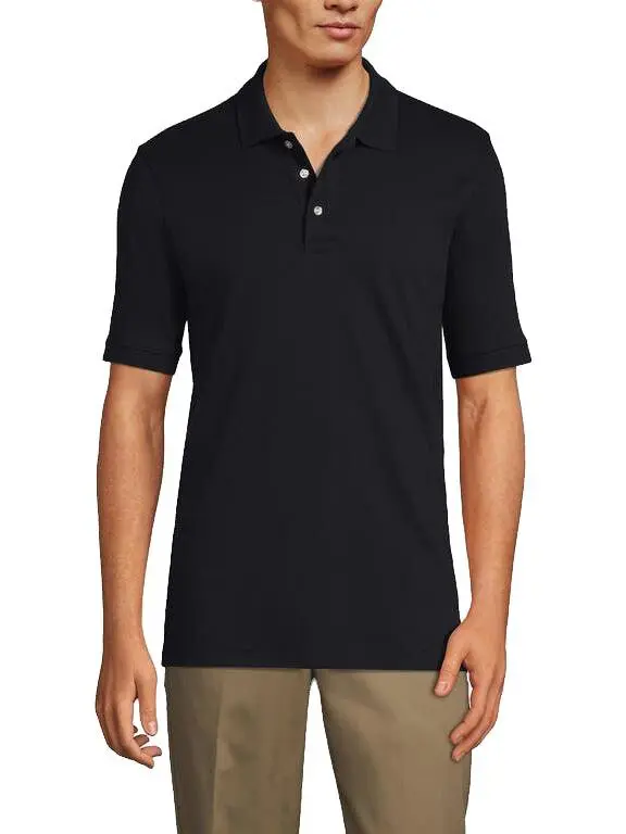 LANDS' END School Uniform Long Sleeve Interlock Polo Shirt - Black