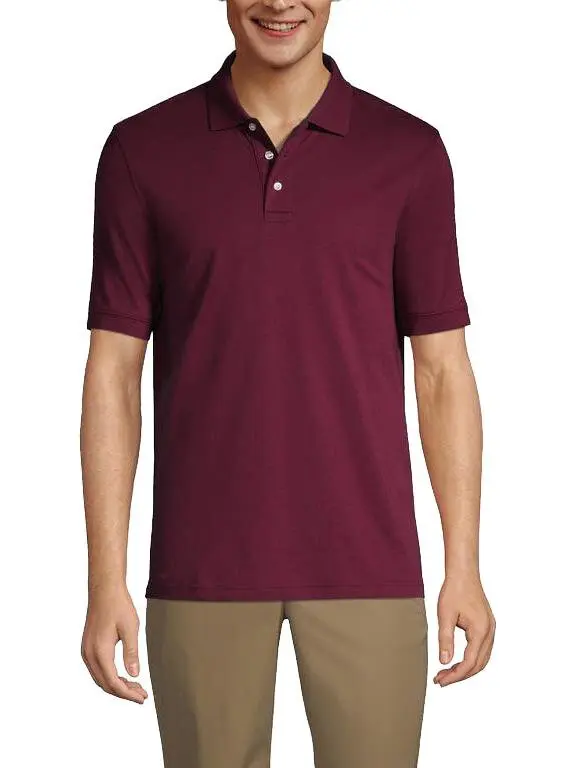 LANDS' END School Uniform Long Sleeve Interlock Polo Shirt - Burgundy