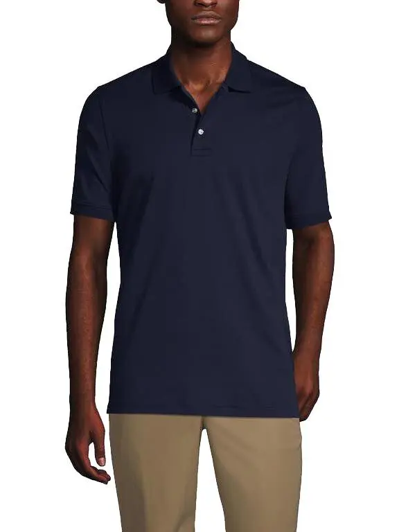LANDS' END School Uniform Long Sleeve Interlock Polo Shirt - Classic Navy