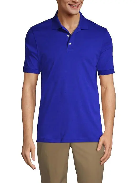 LANDS' END School Uniform Long Sleeve Interlock Polo Shirt - Cobalt