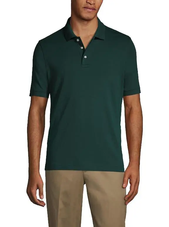 LANDS' END School Uniform Long Sleeve Interlock Polo Shirt - Evergreen