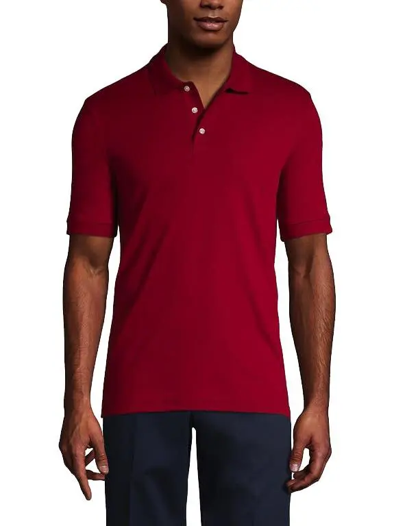 LANDS' END School Uniform Long Sleeve Interlock Polo Shirt - Garnet