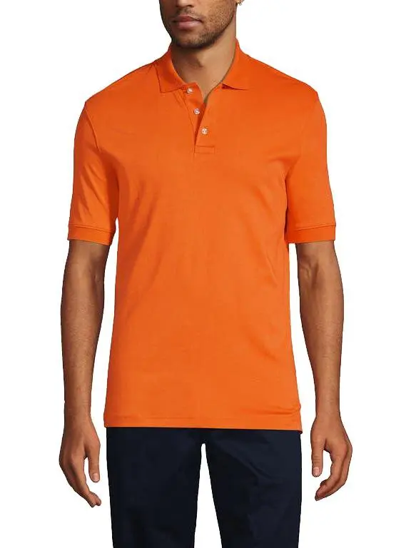 LANDS' END School Uniform Long Sleeve Interlock Polo Shirt - Orange Spice