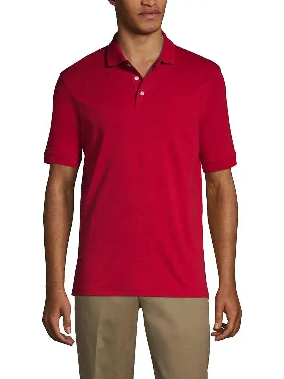 LANDS' END School Uniform Long Sleeve Interlock Polo Shirt - Red