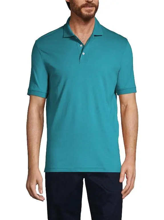 LANDS' END School Uniform Long Sleeve Interlock Polo Shirt - Teal Breeze