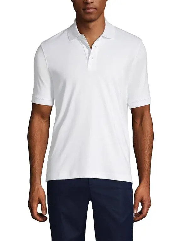 LANDS' END School Uniform Long Sleeve Interlock Polo Shirt - White