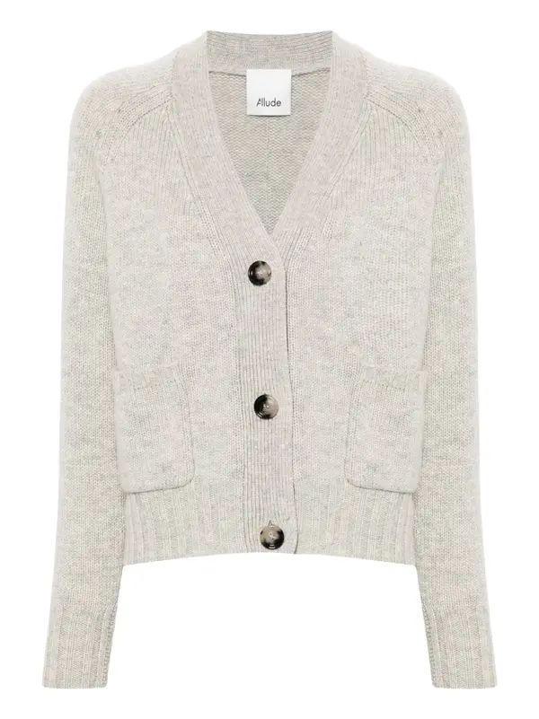 ALLUDE V-neck Virgin Wool-cashmere Cardigan - Grey