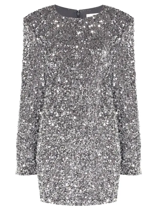 Elisabetta Franchi Sequined Chenille Mini Dress - Grey