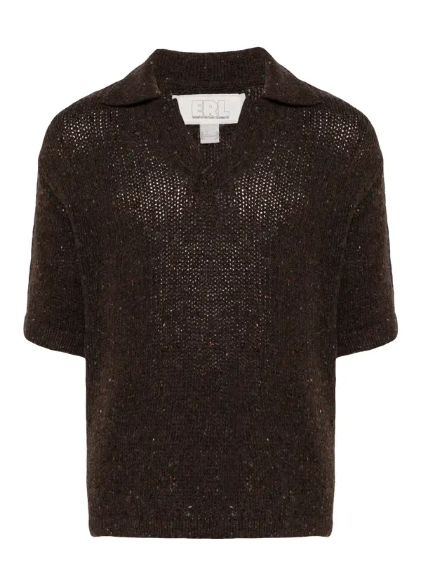 ERL Speckle-knit Polo Sweater - Brown