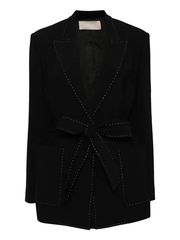 Elie Saab Topstitch Blazer - Black
