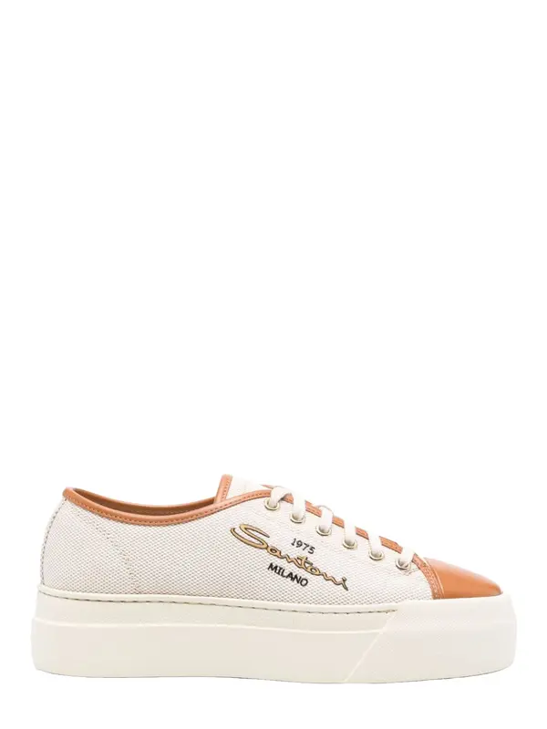 Santoni Canvas Platform Sneakers - Neutrals