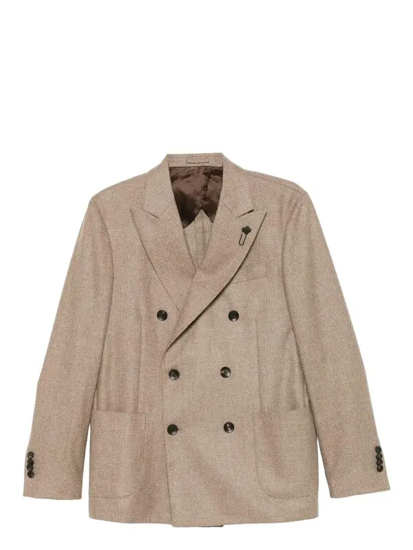 LARDINI Prince Of Wales-check Blazer - Brown