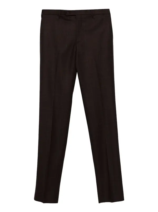 ROTA Checked Virgin Wool Trousers - Brown