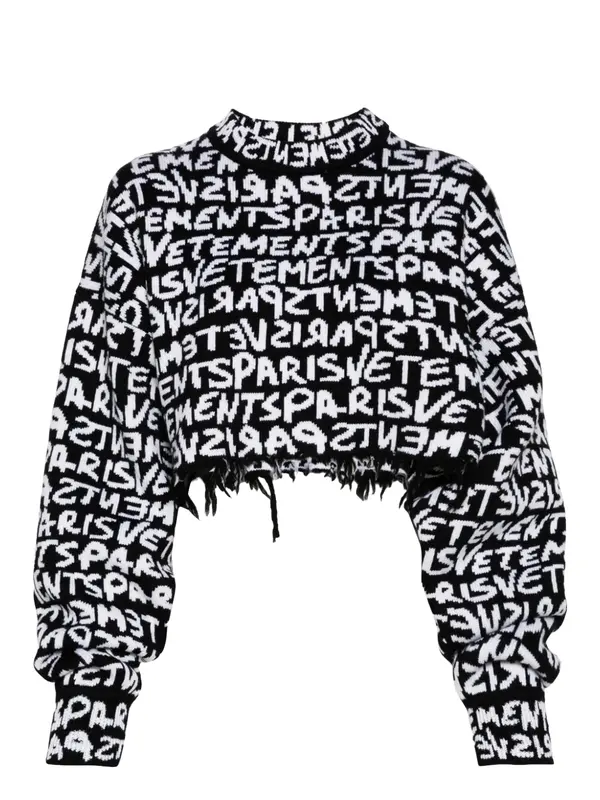 Vetements Logo-intarsia Merino Wool Sweater - Black