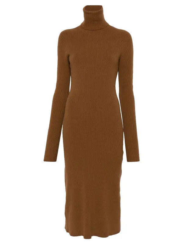 Fabiana Filippi Ribbed-knit Midi Dress - Brown