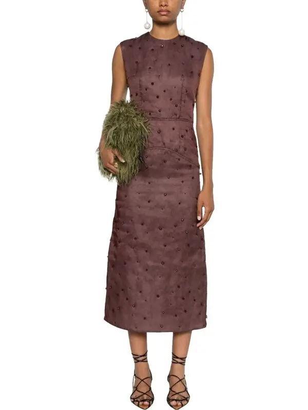 Fabiana Filippi Silk Padded Midi Dress - Brown