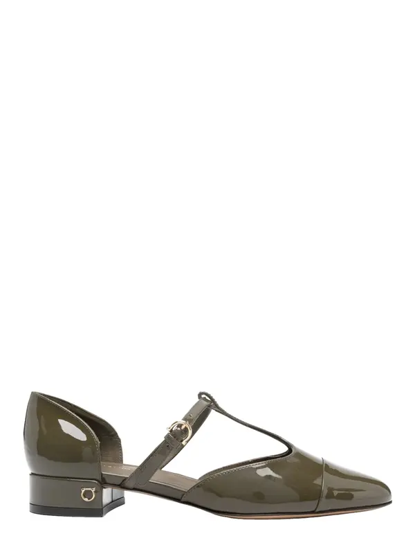FERRAGAMO Leather Ballerina Shoes - Green