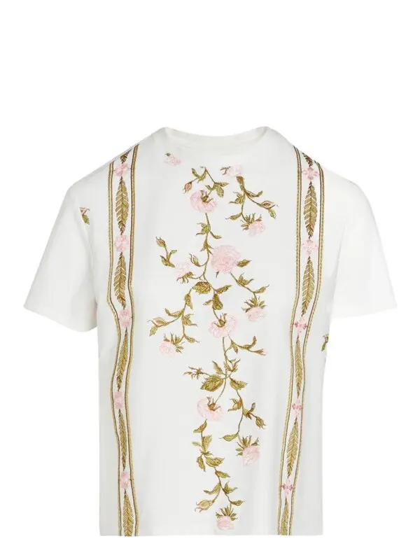 Giambattista Valli Floral-embroidered T-shirt - White