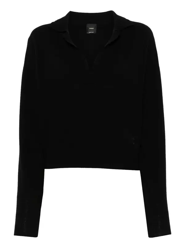 Pinko Love Birds-embroidered Polo Top - Black
