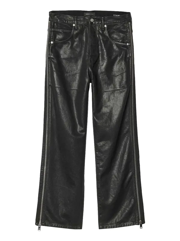 PURPLE BRAND P018 Coated Wide-leg Jeans - Black