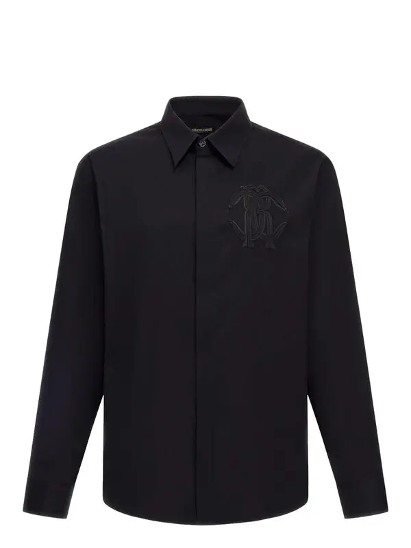Roberto Cavalli Embroidered-logo Shirt - Black