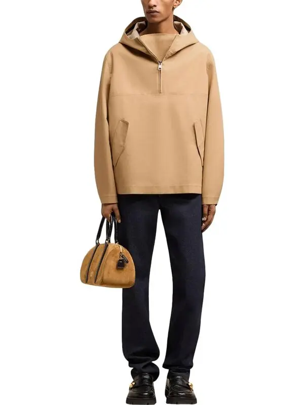 Ami Zip-up Hooded Cotton Jacket - Neutrals