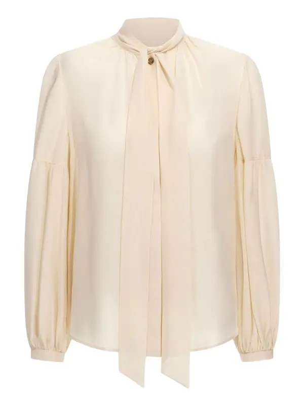 Roberto Cavalli Tie Neckline Silk Blouse - Neutrals
