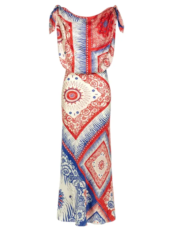 Roberto Cavalli Bandana Print Silk Dress - Red