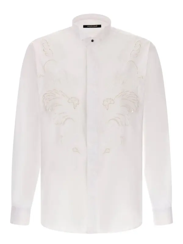 Roberto Cavalli Broderie Anglaise Detail Shirt - White